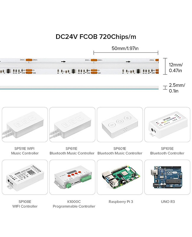 12V WS2811 Pixel Addressable RGB LED Strip Lights