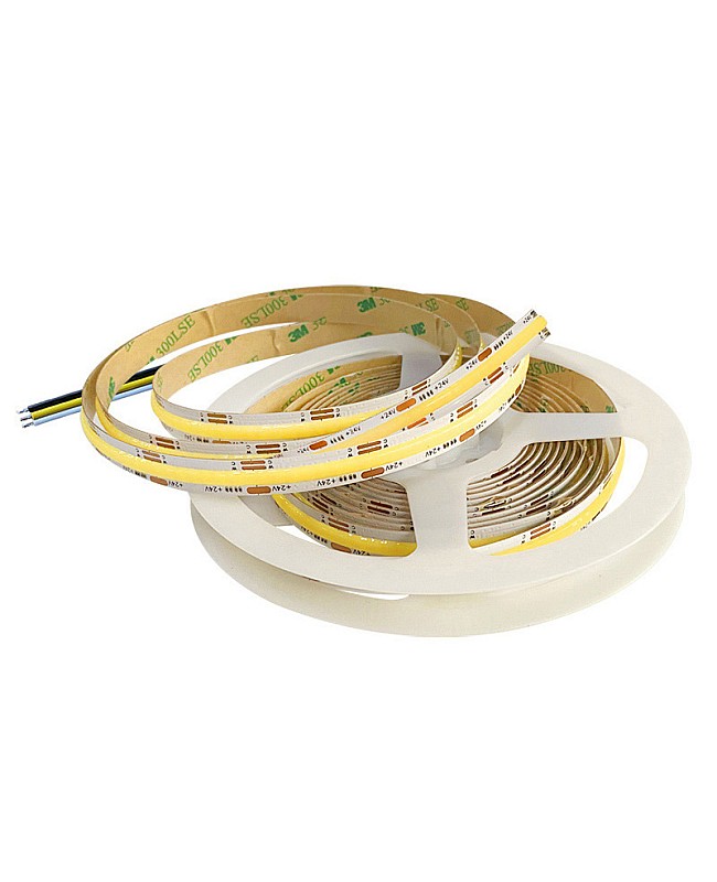 24V Tunable White COB LED Strips CCT Color Temperature Adjustable DC12 ...