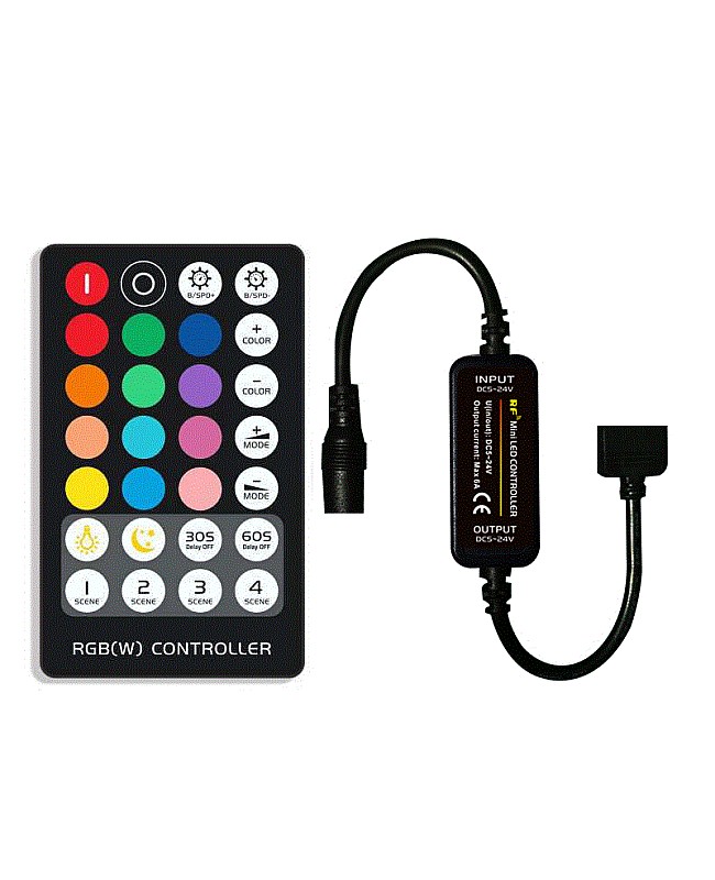 Mini Inline RGB Light Controller With 28 Keys RF Remote