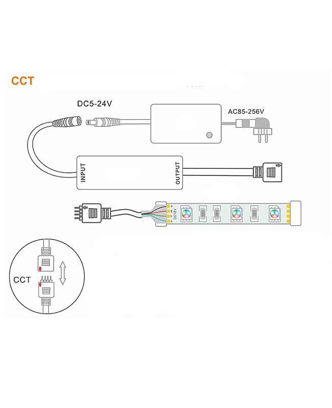 Mini Inline CCT Tunable White LED Strip Controller With 17Keys RF ...