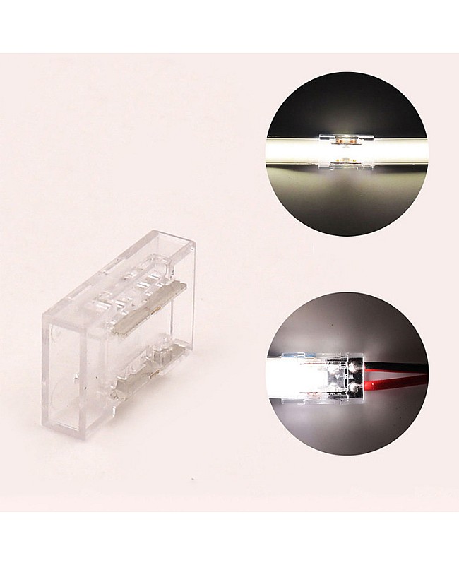 8mm/10mm 2P Solderless COB LED Connector For Single Color Strip Lights