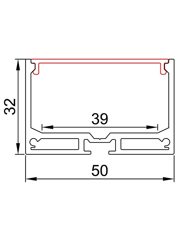 50*32MM LED Strip Aluminium Extrusion For Office Lighting
