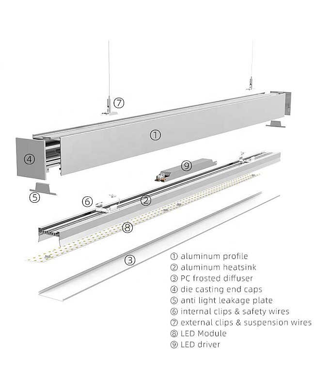 Pendant 100mm Wide LED Profile For Ceiling Lighting