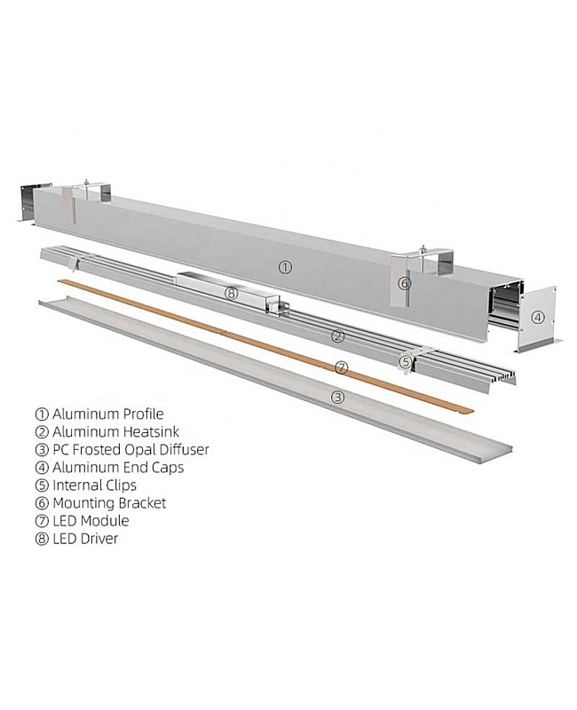 Recessed LED Strip Light Diffuser Cover With Flange