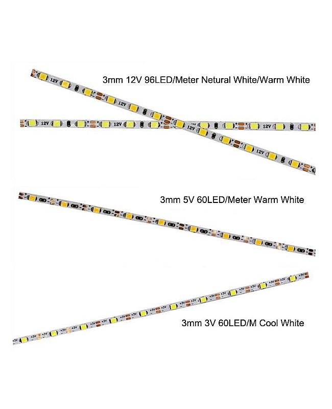 3mm 3528 Flexible LED Strips Various LEDs Working Voltage Available