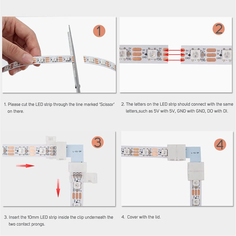 3 Pin LED Connectors For WS2811 WS2812B Strip Lights