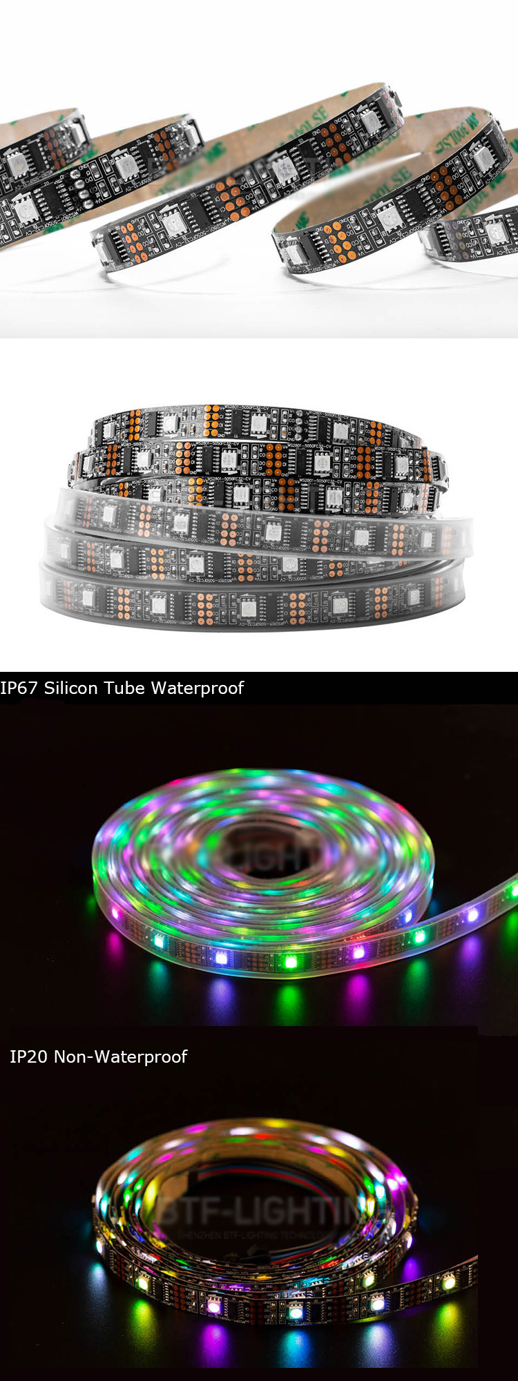DC5V Individually Addressable Full Color WS2801 LED Strips