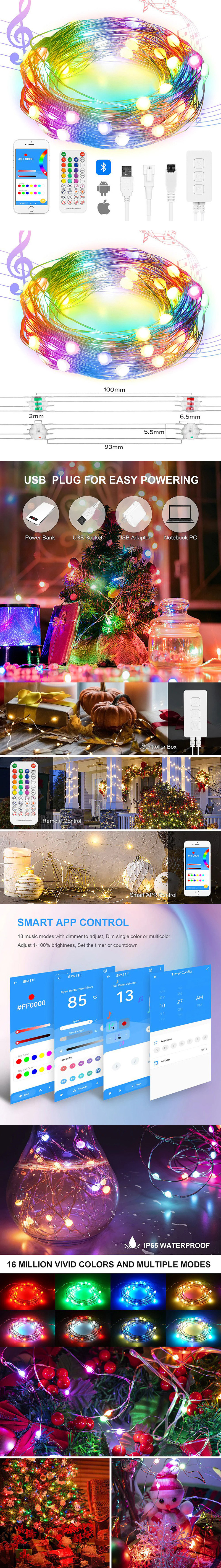 DC5V WS2812B Dreamcolor RGB Decorative Light Kit With USB Port