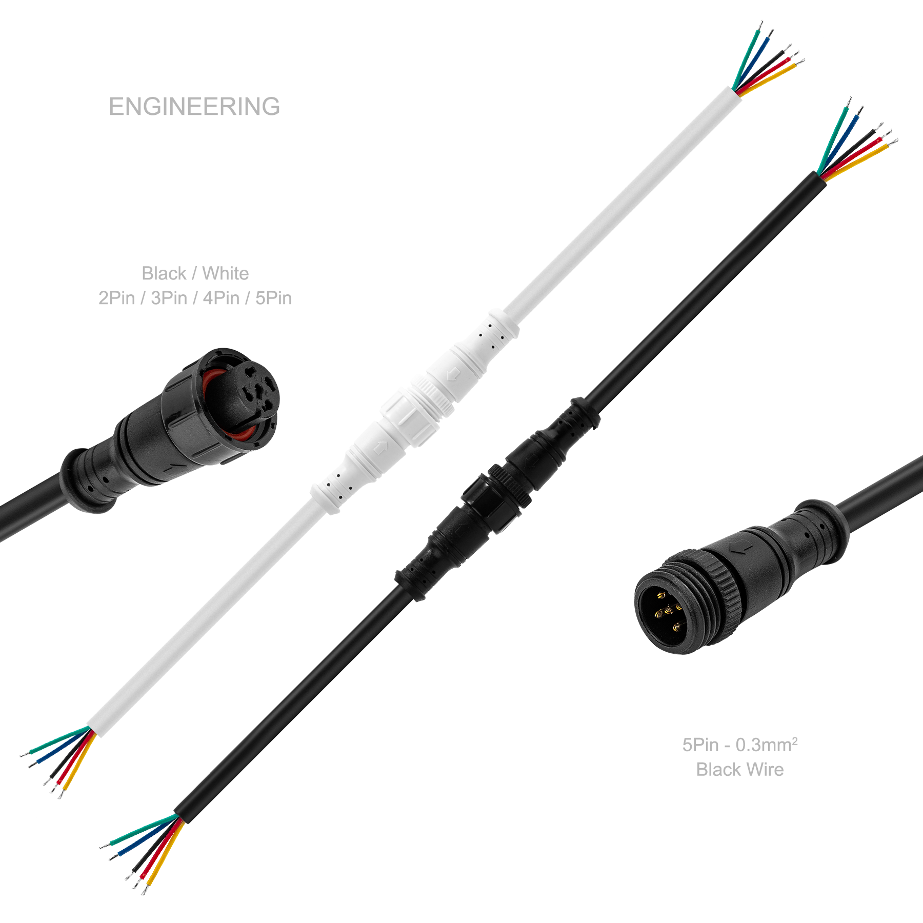 DC/2PIN/3PIN/4PIN/5PIN IP67 Waterproof LED Connectors