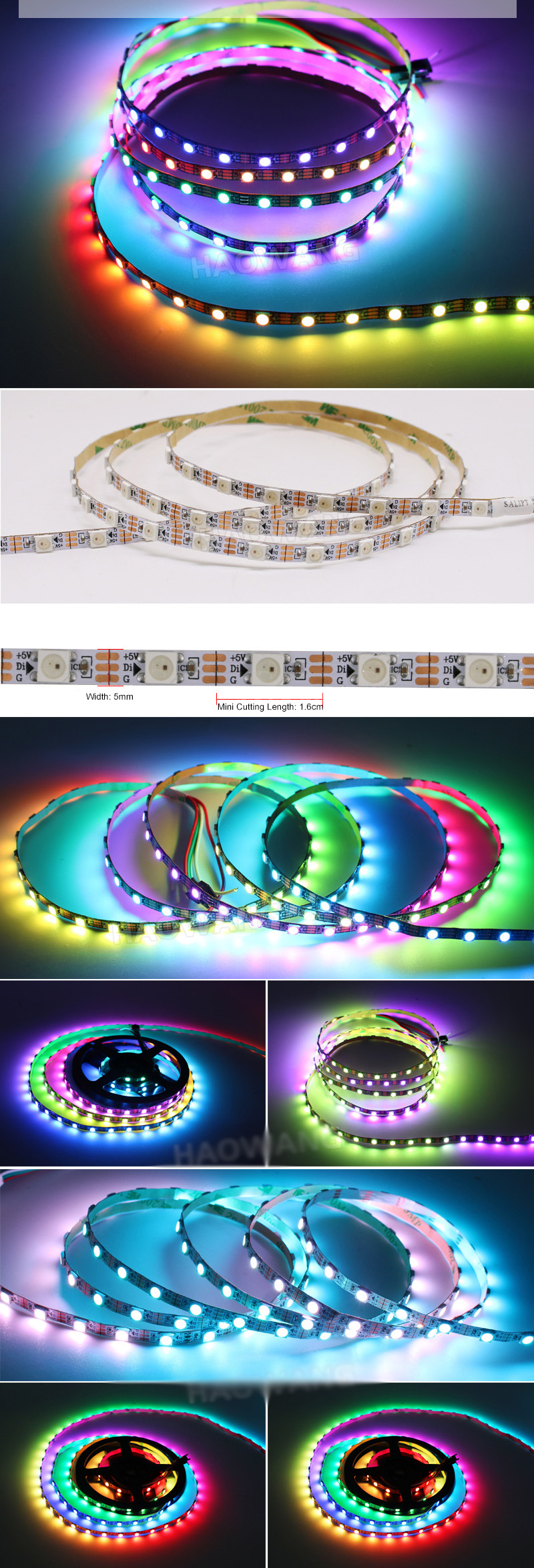 WS2812B LED Strips 5MM 5050 SMD DC5V Individually Addressable