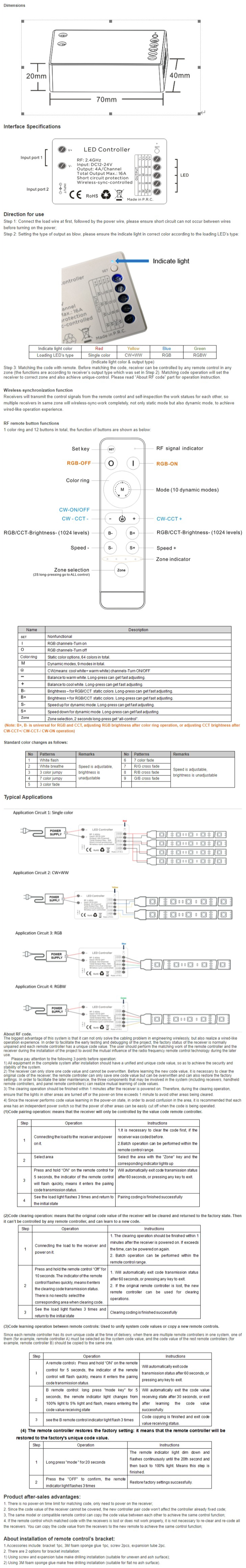 384W 4CHs Wireless Sync LED Controller For DIM/CCT/RGB/RGBW 384W 4CHs Wireless Sync LED Controller For DIM/CCT/RGB/RGBW