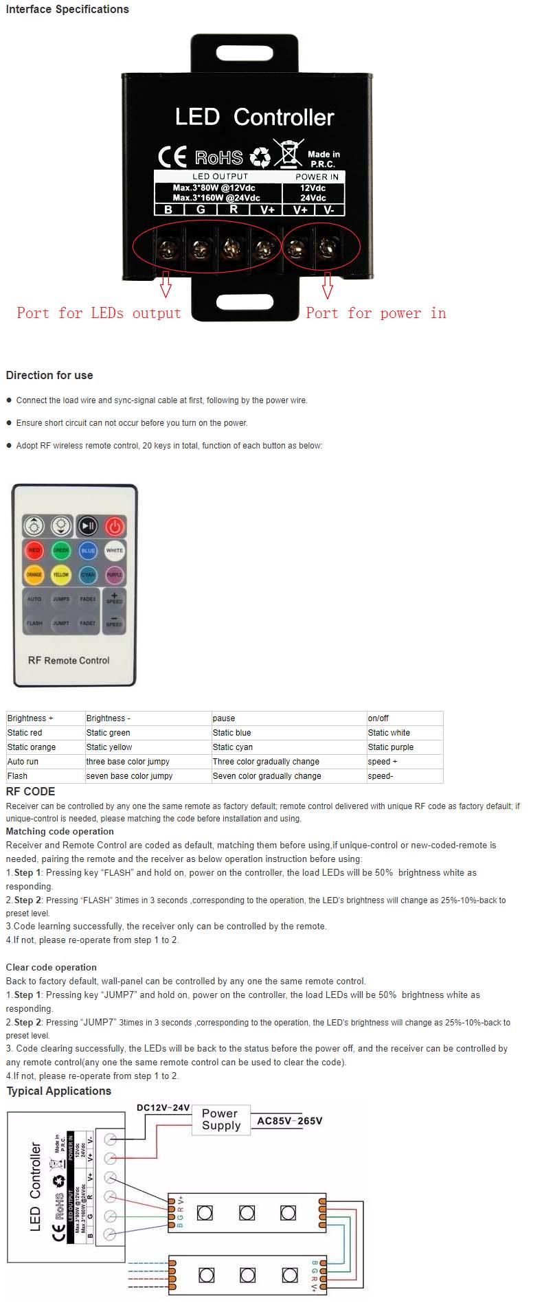 RGB Strip Controller 12V 240W