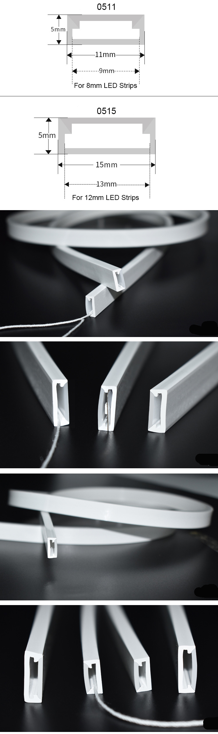 Food Silicone Flexible LED Extrusion For Strip Lights