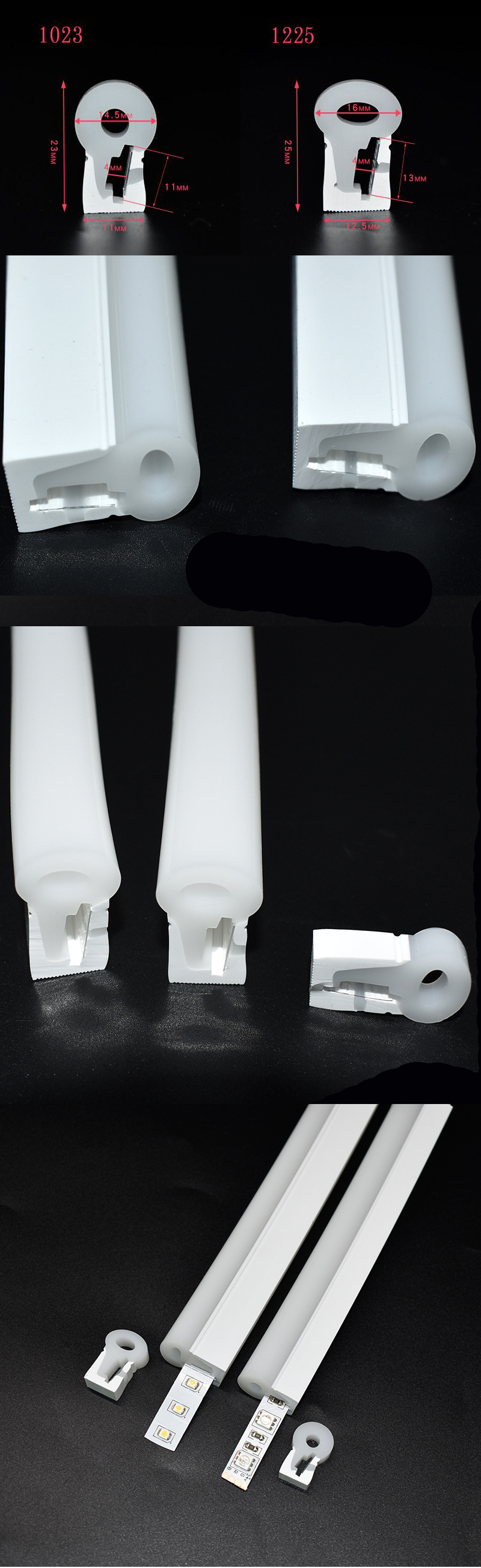 Side Lighting Flexible Silicone White LED Profiles
