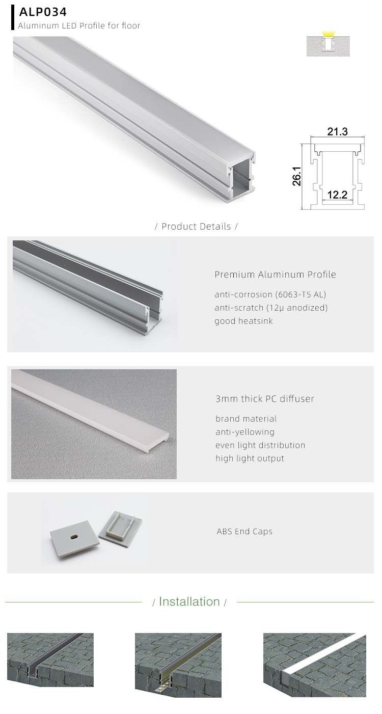 Waterproof Floor Recessed LED Extrusion Channels