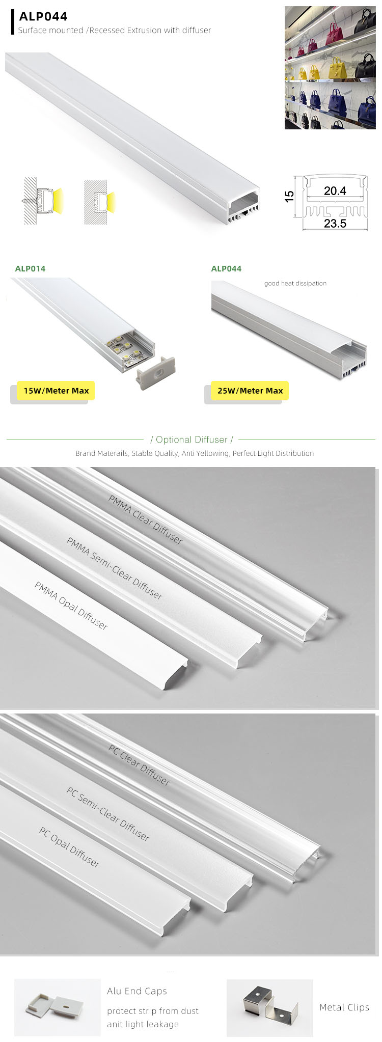 LED Aluminum Profile 2M For Linear Kitchen Lighting