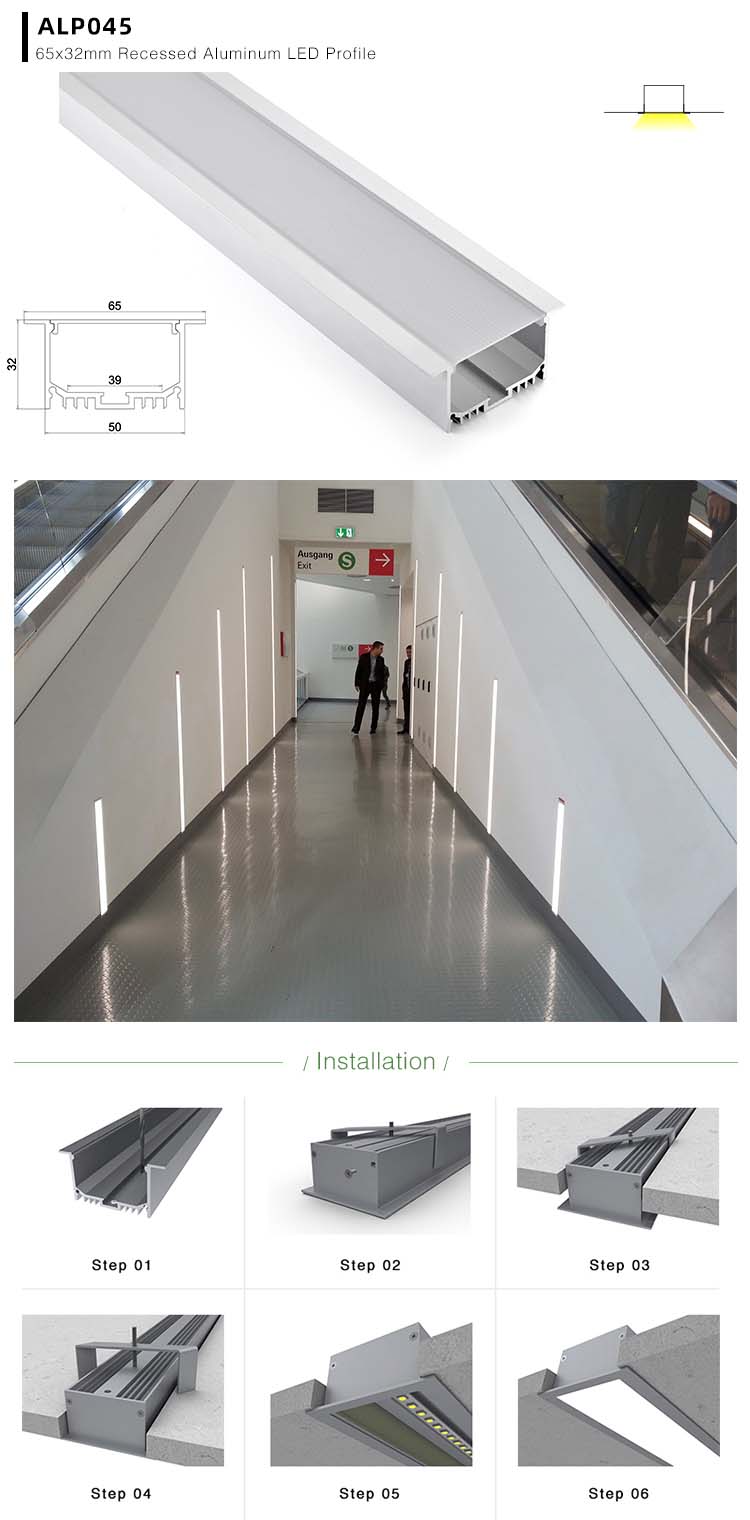 65mm Recessed LED Light Channels For Ceiling Lighting