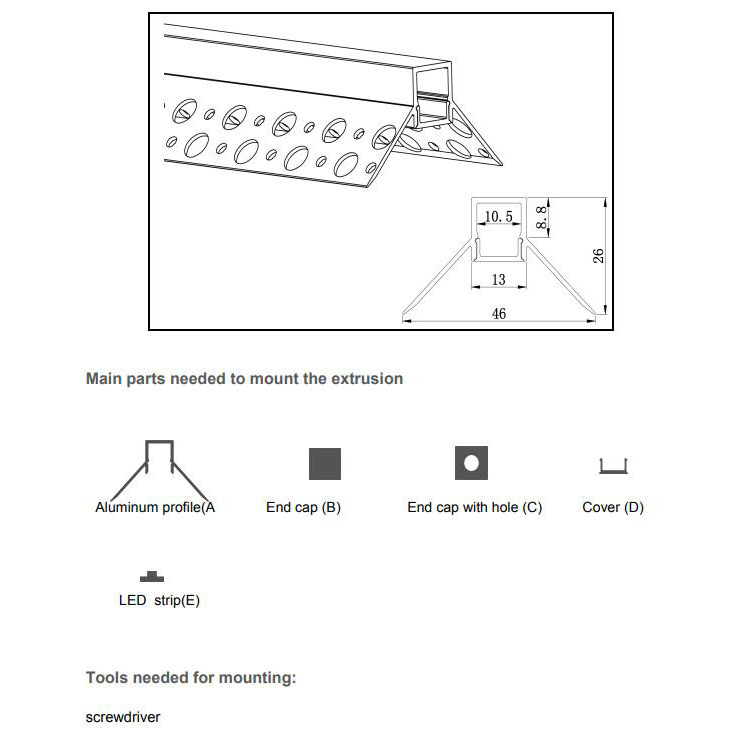 Internal Corner LED Drywall Extrusion For Linear LED Light