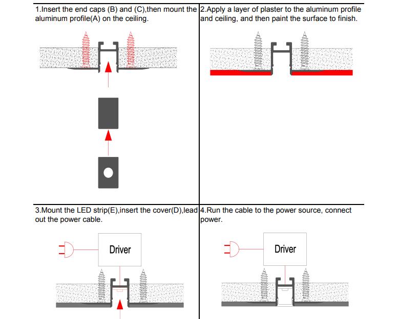 Recessed Drywall LED Strip Channel For 10mm LED Strips