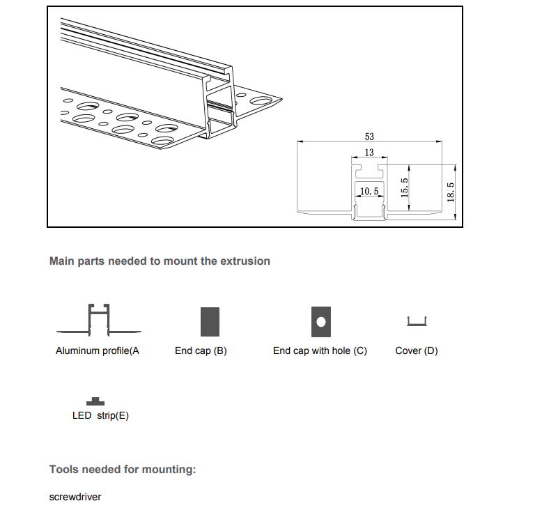 Recessed Drywall LED Strip Channel For 10mm LED Strips