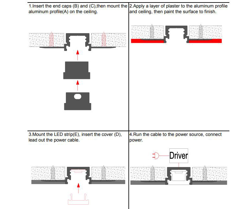 Trimless Recessed Plaster-in LED System