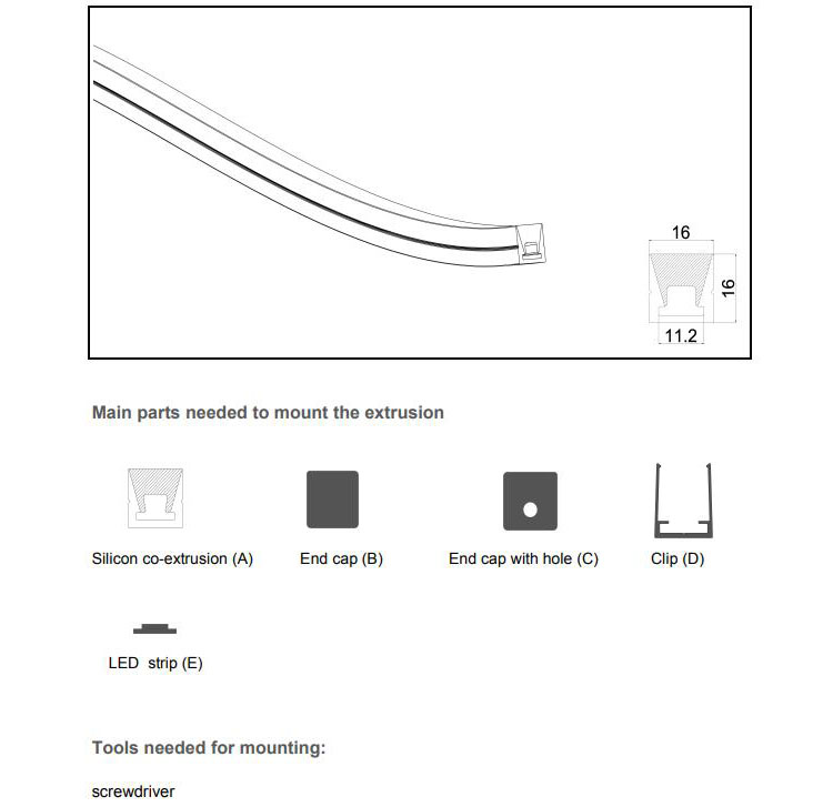 Wall Mounted Pendant Silicone Flexible LED Profile Channel