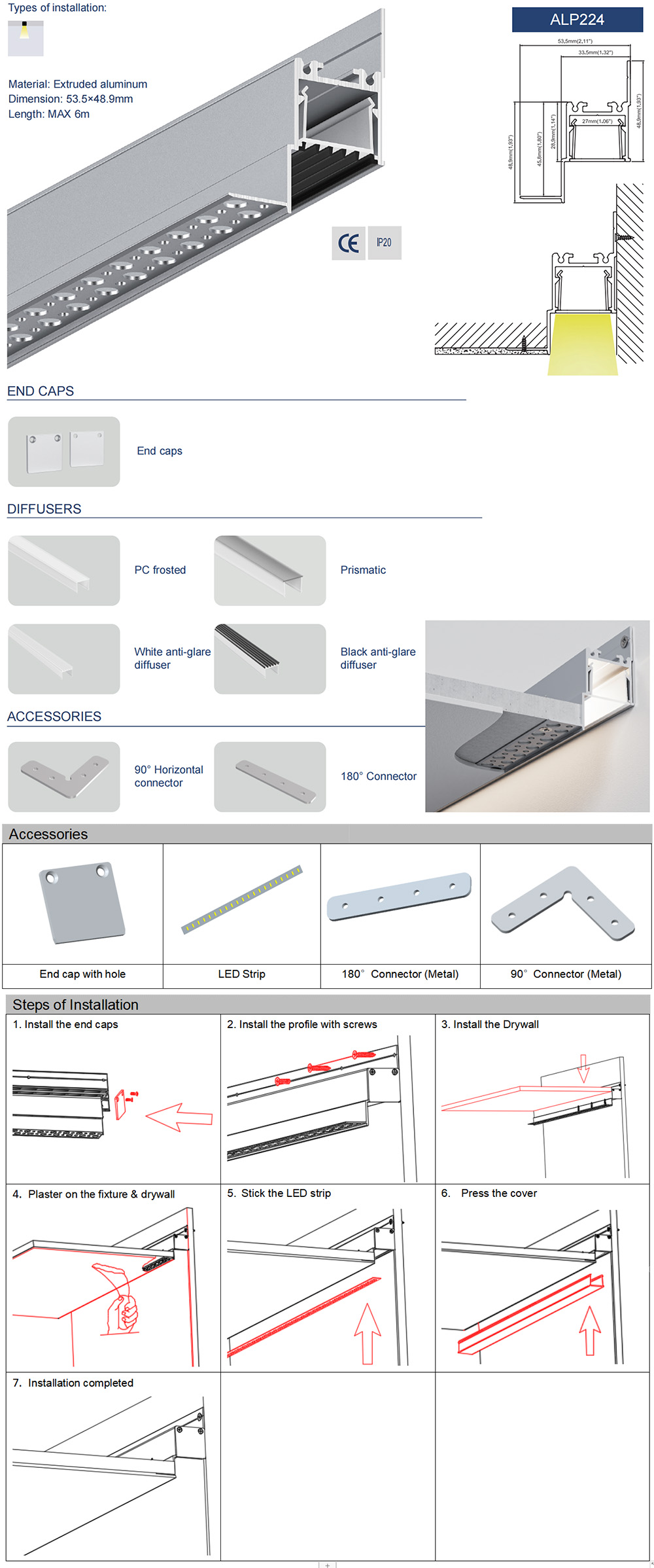 Plaster In Ceiling Perimeter Lighting LED Channels