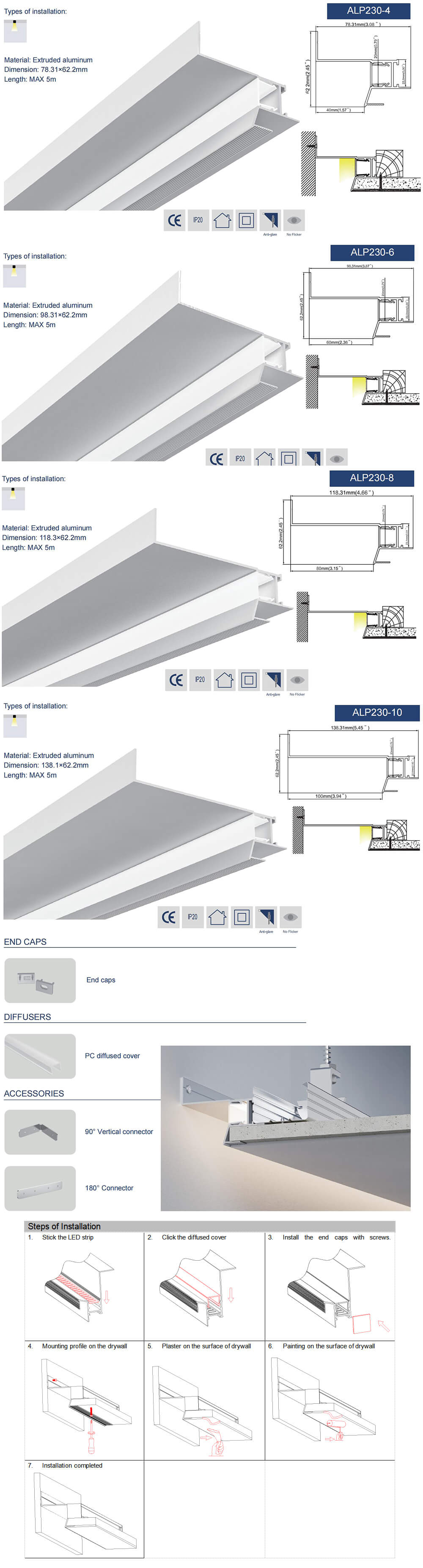 False Ceiling Shadow Gap LED Channels