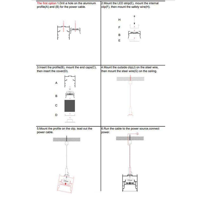 LED Aluminum Channel System For Pendant Light