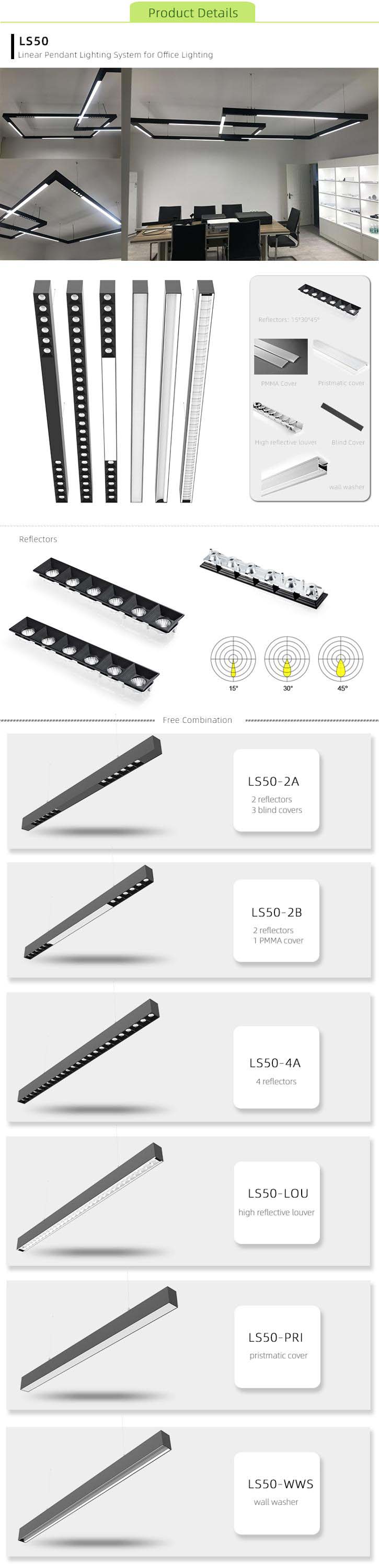 Suspended Linear LED Light Channels For Task Lighting