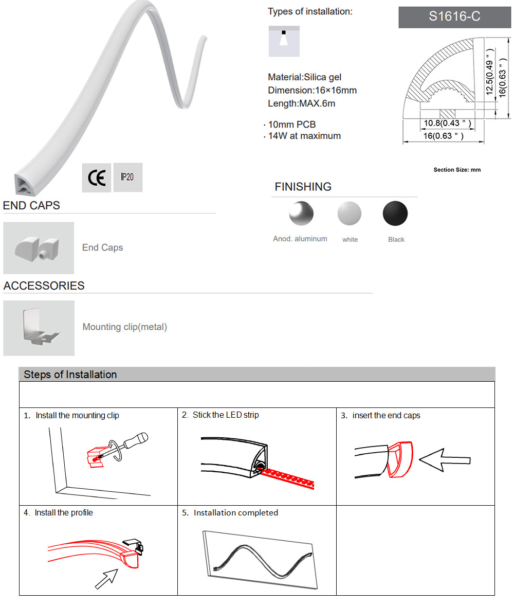 Waterproof Flexible 45° Silicone LED Channels