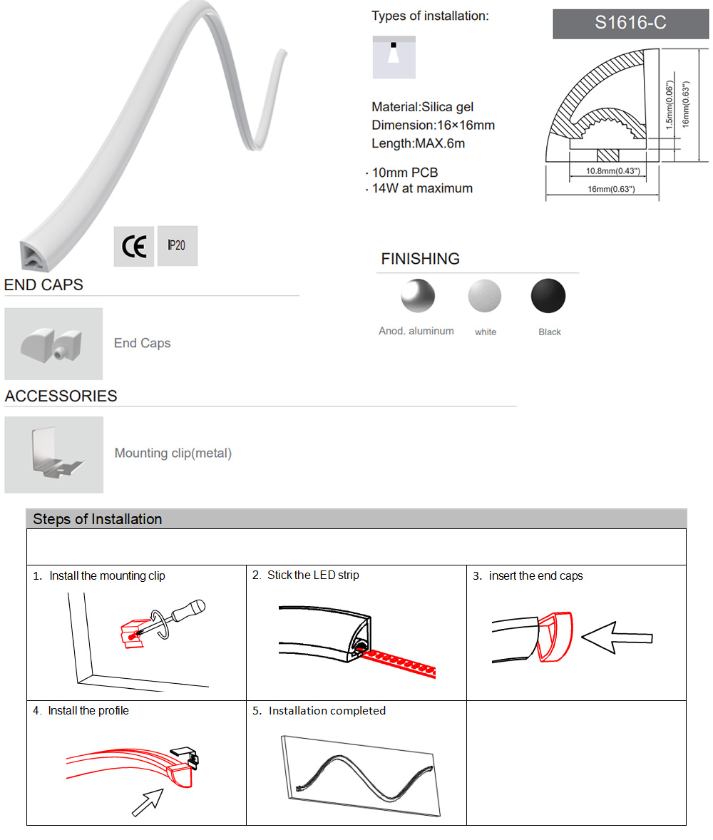Waterproof Flexible 45° Silicone LED Channel For Custom Lighting 16.4FT ...