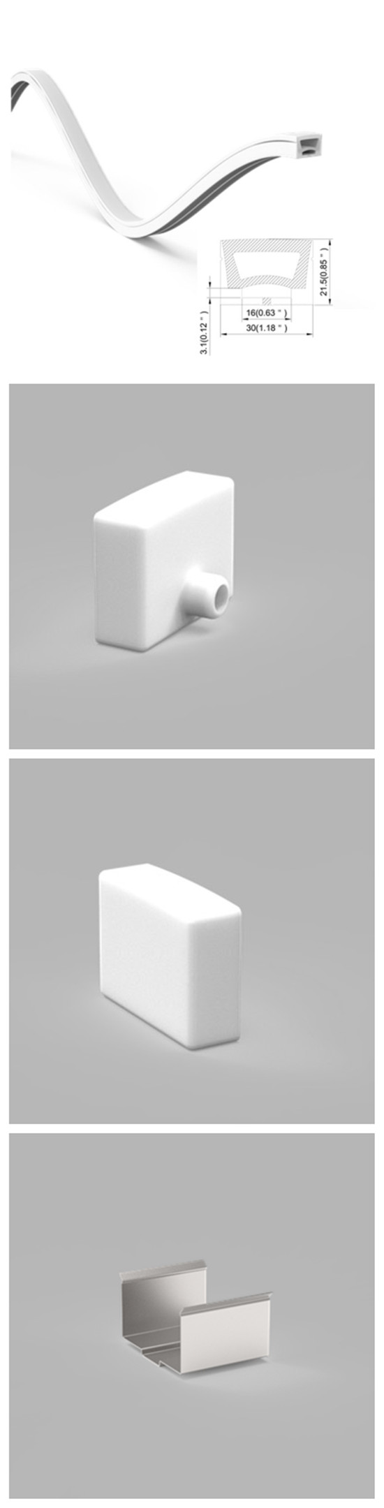 Flat Low Profile Silicon Waterproof LED Channel