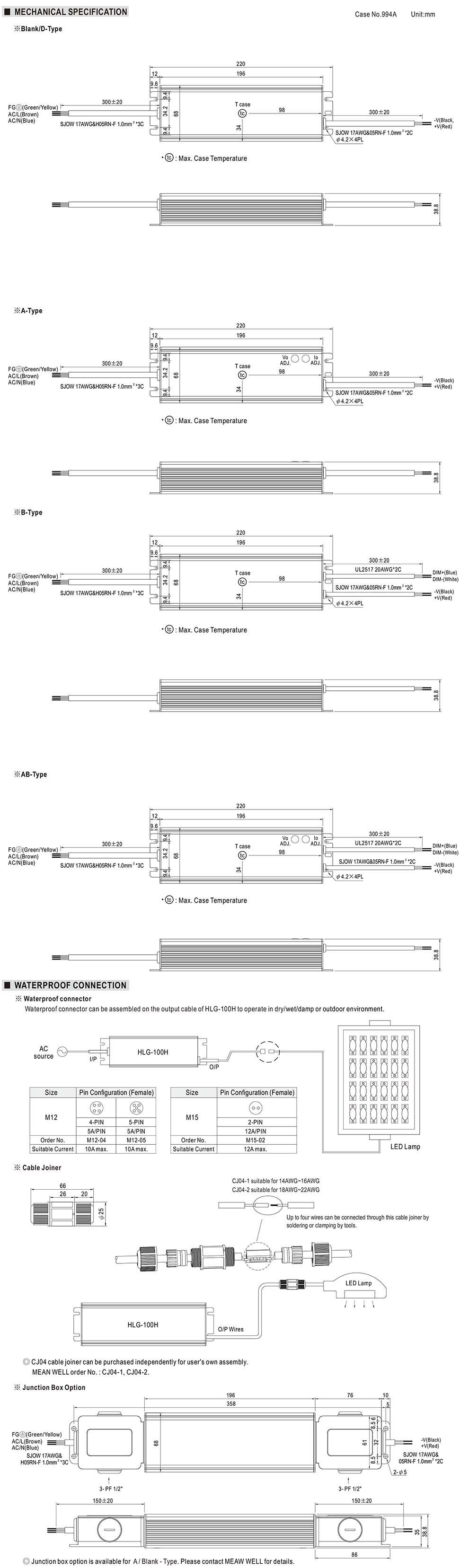 Mean Well 48V IP67 Waterproof Power Supply HLG-100H