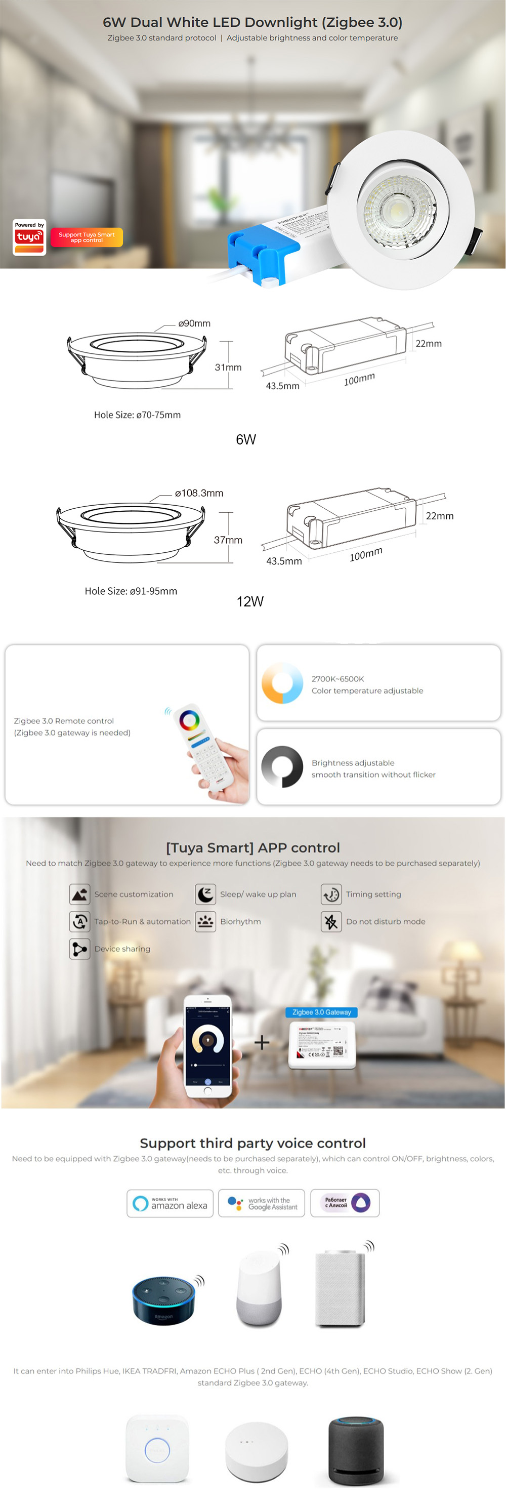 MiBoxer DW2-06A-ZB 6W Dimmable Dual White Commercial Downlights