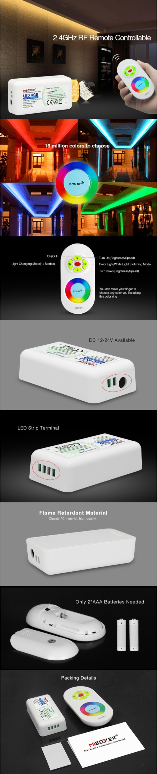 MiBoxer FUT020 2.4G RGB Wireless Light Controller