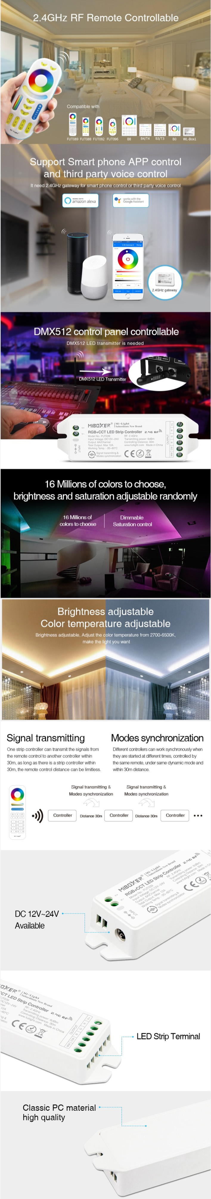 2.4G Miboxer FUT039 RGB+CCT LED Strip Controller