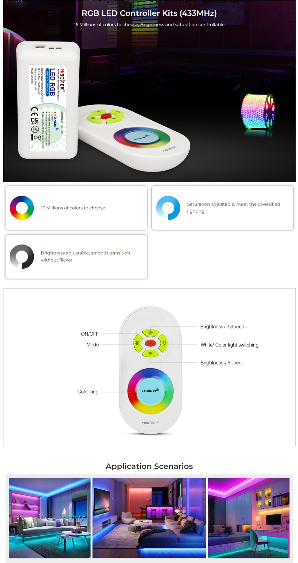 MiBoxer FUT042 433MHz 4Pin RGB Controller