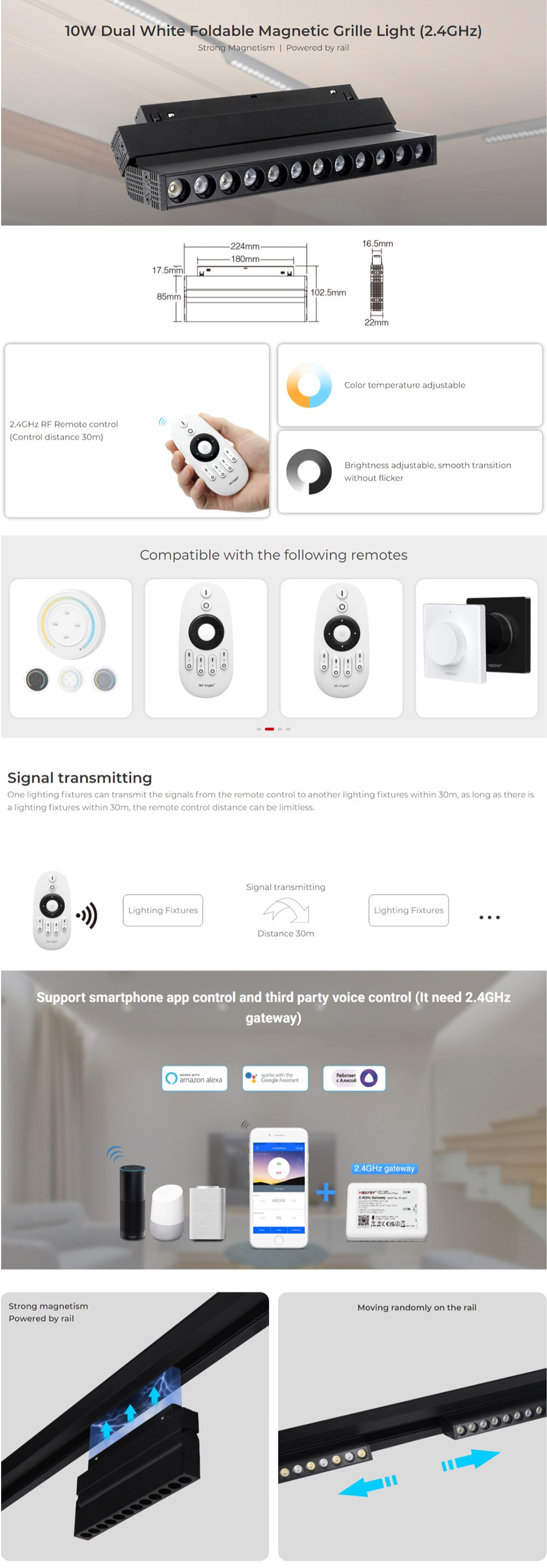 MiBoxer 2.4G Dual White Foldable Magnetic Track Lighting System