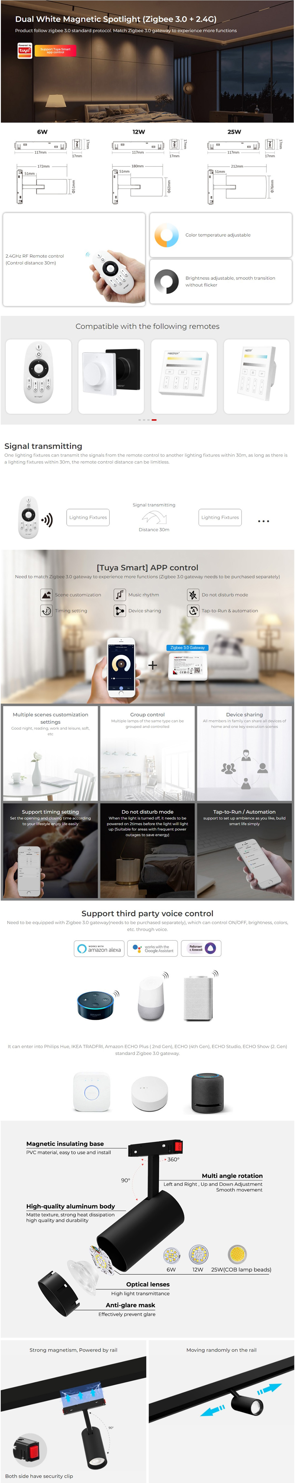 6W MiBoxer Zigbee+2.4G Dual White Magnetic Track Lighting