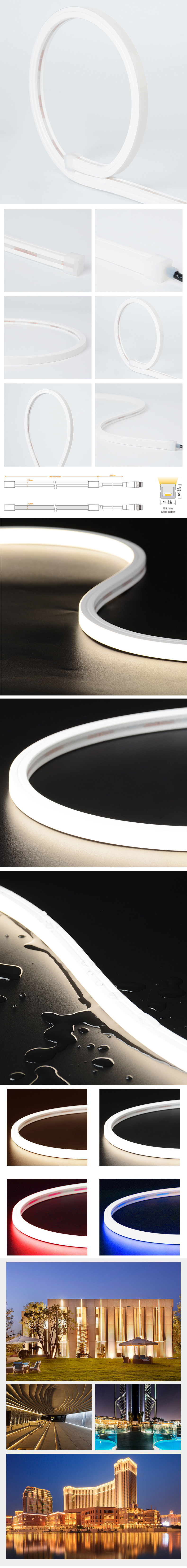 Dot-Free Top Bend DC24V Waterproof Silicone LED Neon Tapes