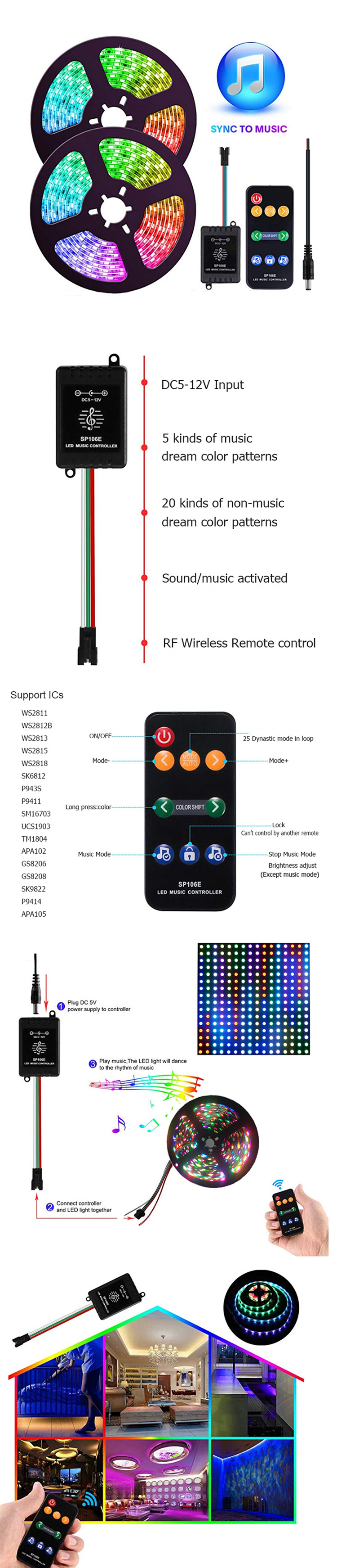 SP106E Music Individually Addressable LED Strip Controller